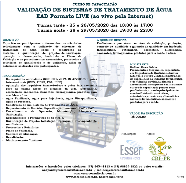CRF-PR | Validação de Sistemas de Tratamento de Água - EAD Formato Live
